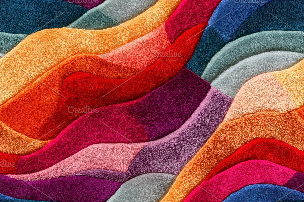 Seamless carpet fabric textile design featuring flowing waves of color ...