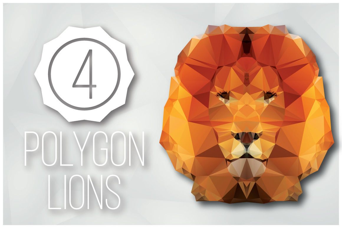 4 Geometric Polygon Lions, an Animal Illustration by Blue Lela Design ...