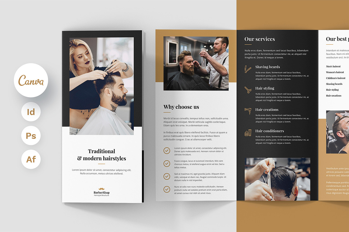Barber Shop Brochure Trifold Template