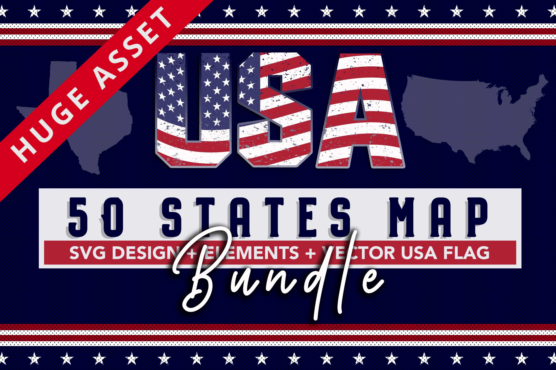 USA Map 4th July SVG Elements Bundle, an Illustration by DESIGNAVO