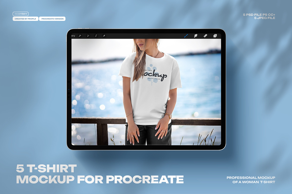 5 Mockups T-Shirt for Procreate, a Shirt Mockup by Grow Design Craft Studio