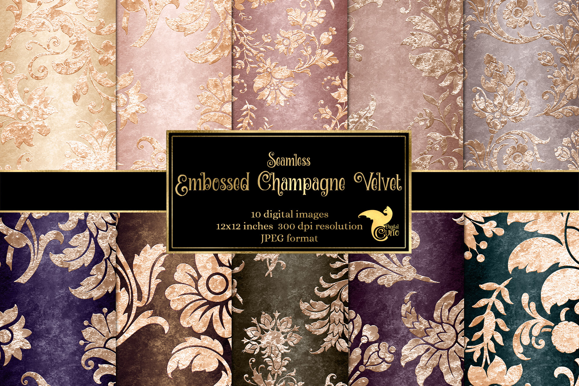 Embossed Champagne Velvet Textures, a Texture Graphic by Digital Curio