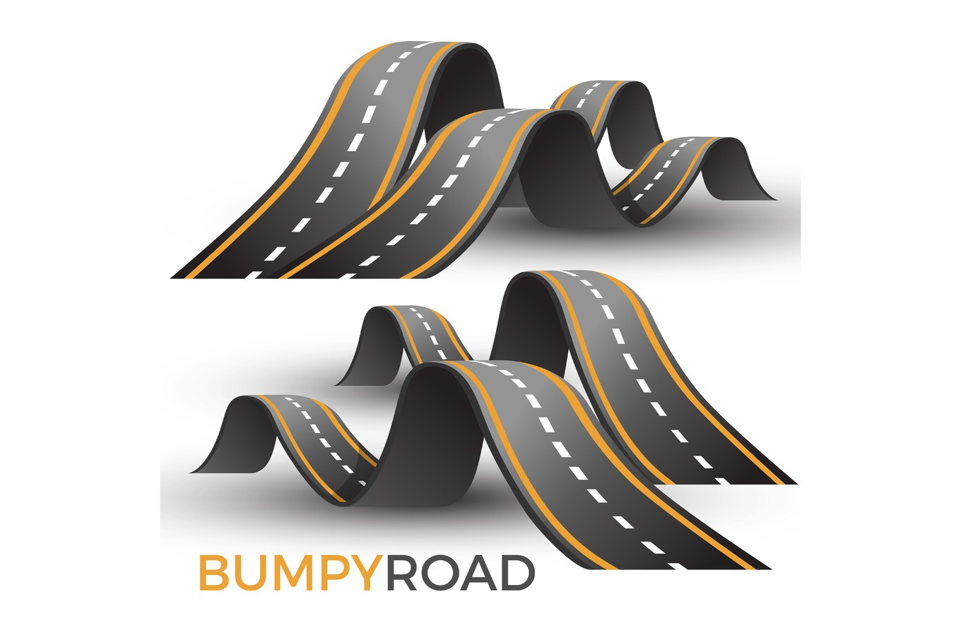 Bumpy road icon uneven dangerous wave path with marking vector ...