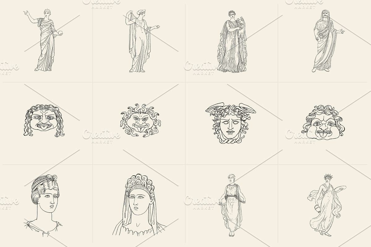 Greek, Roman and Mythology Artwork, a Person Illustration by Century ...