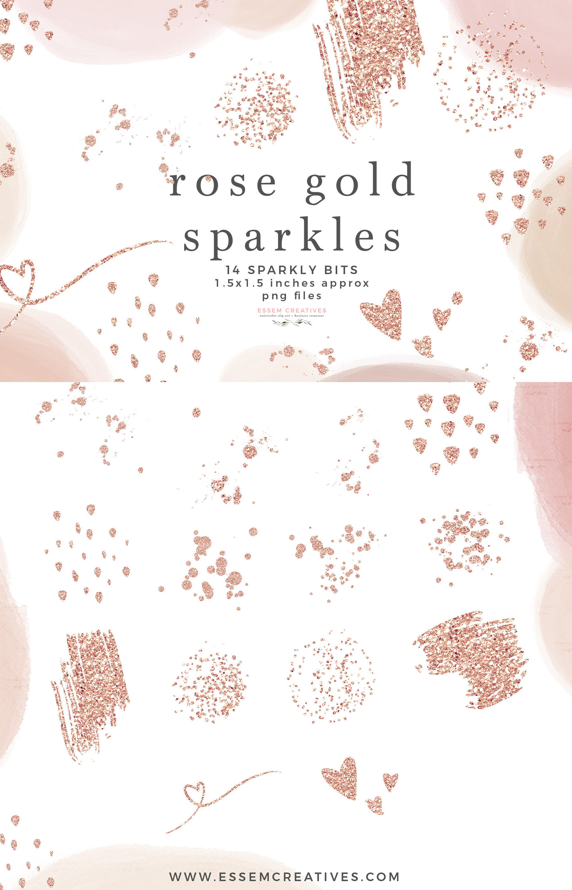Rose Gold Sparkles Overlay Clipart, a Texture Illustration by Essem ...