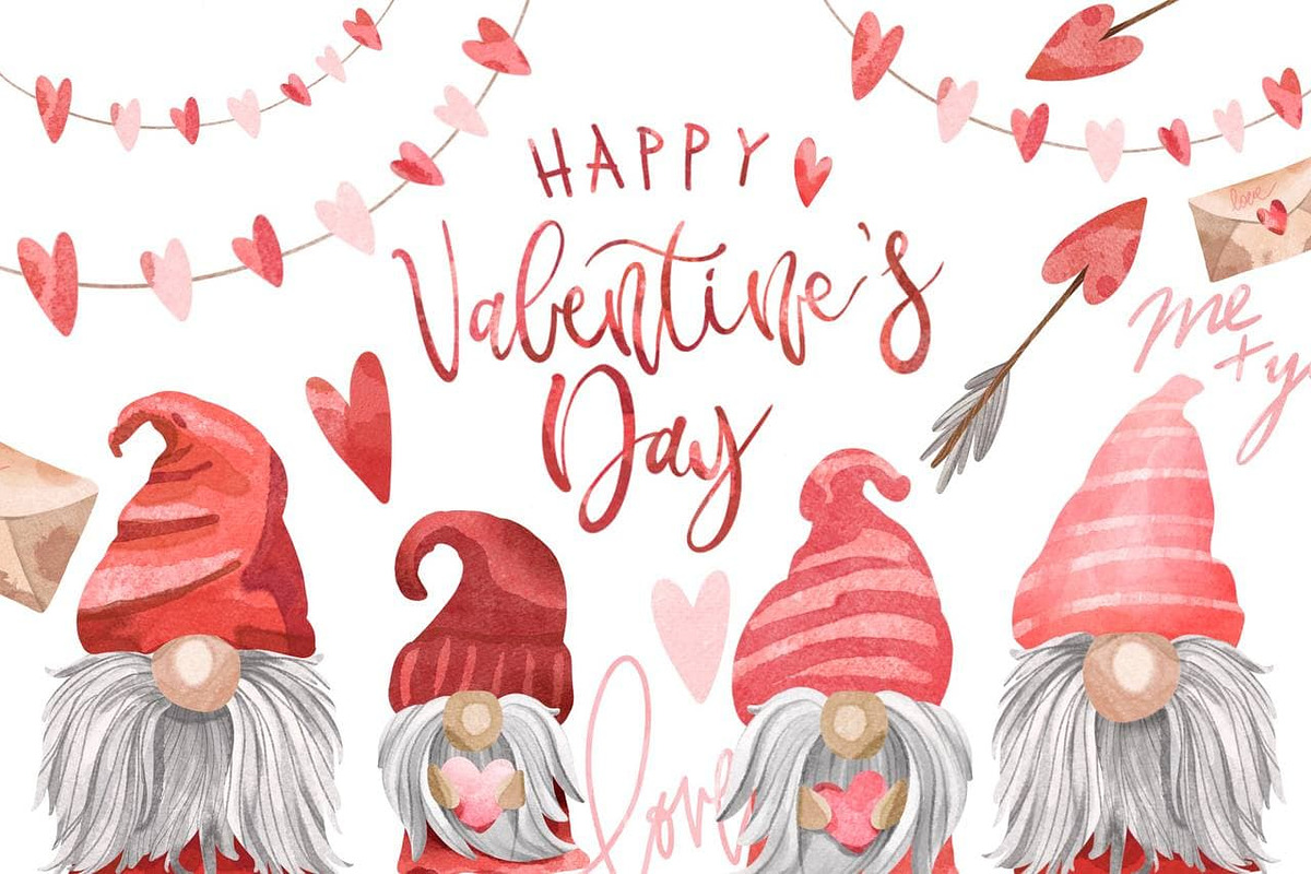 Valentine Day Gnomes Clipart., a Decorative Illustration by NKTKNS