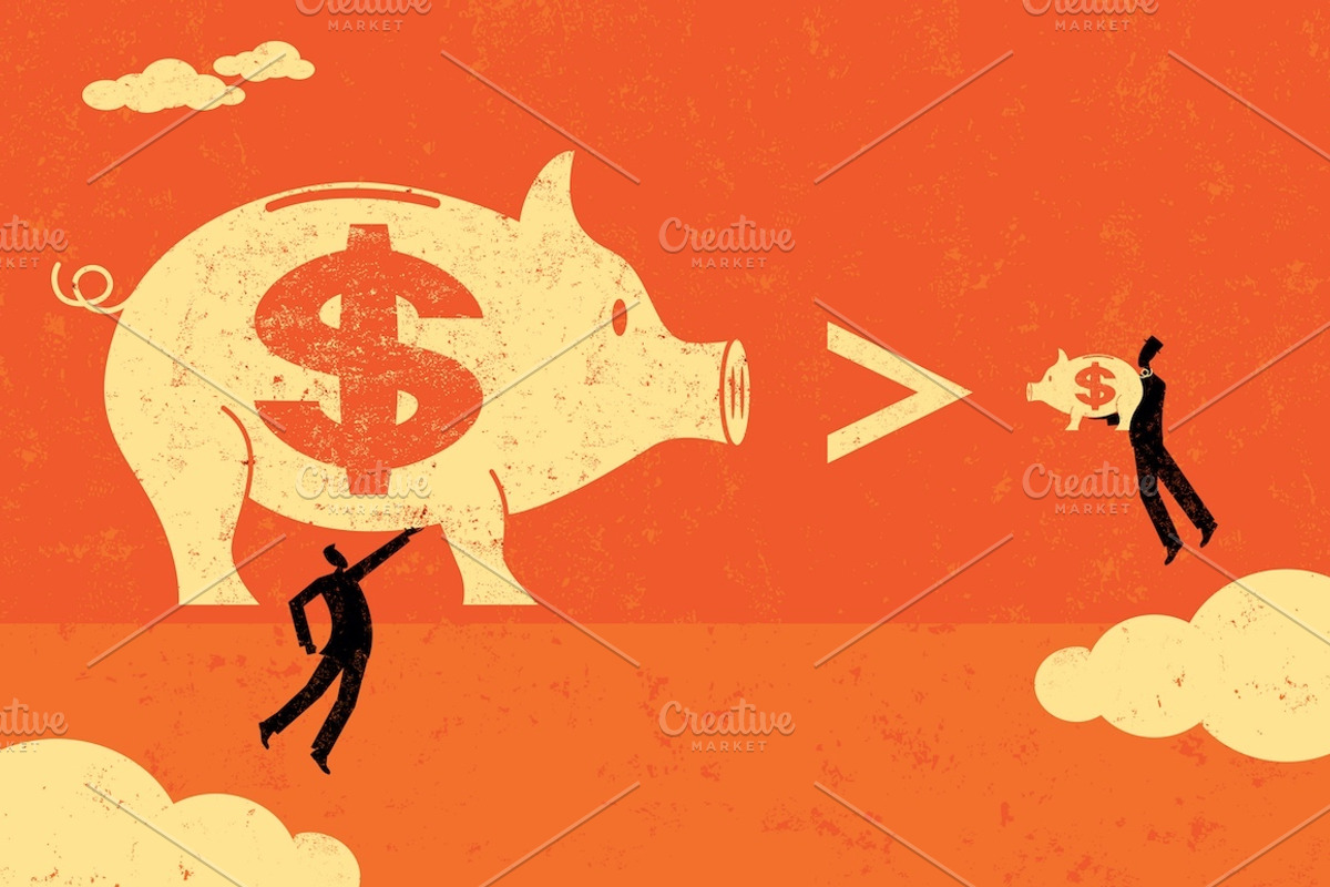 Retirement Savings Comparison, a Finance Illustration by retrorocket