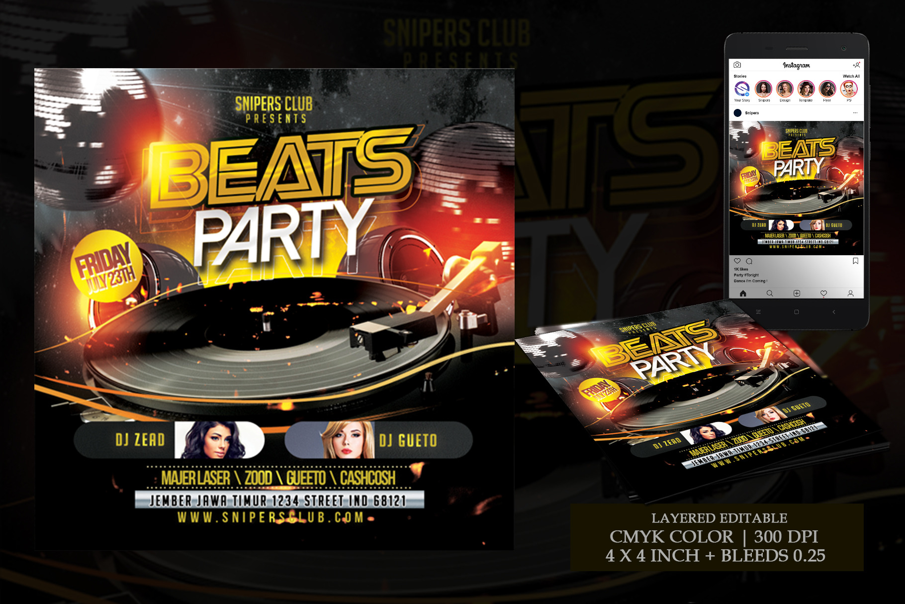 Beats Party Flyer Template, a Flyer Template by DreamColor