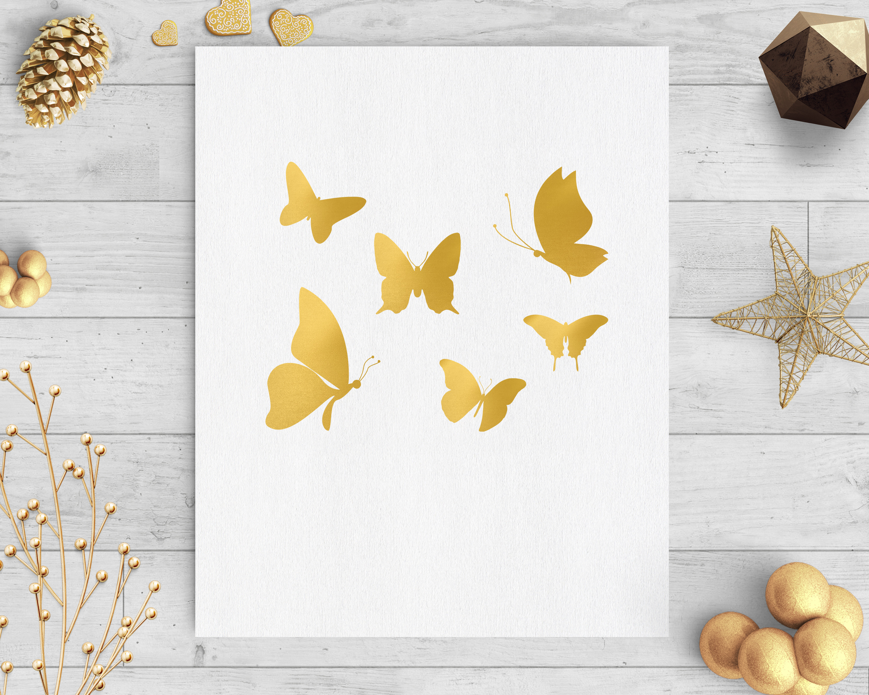 Gold foil butterflies clip art, an Illustration by palmettosvg ...