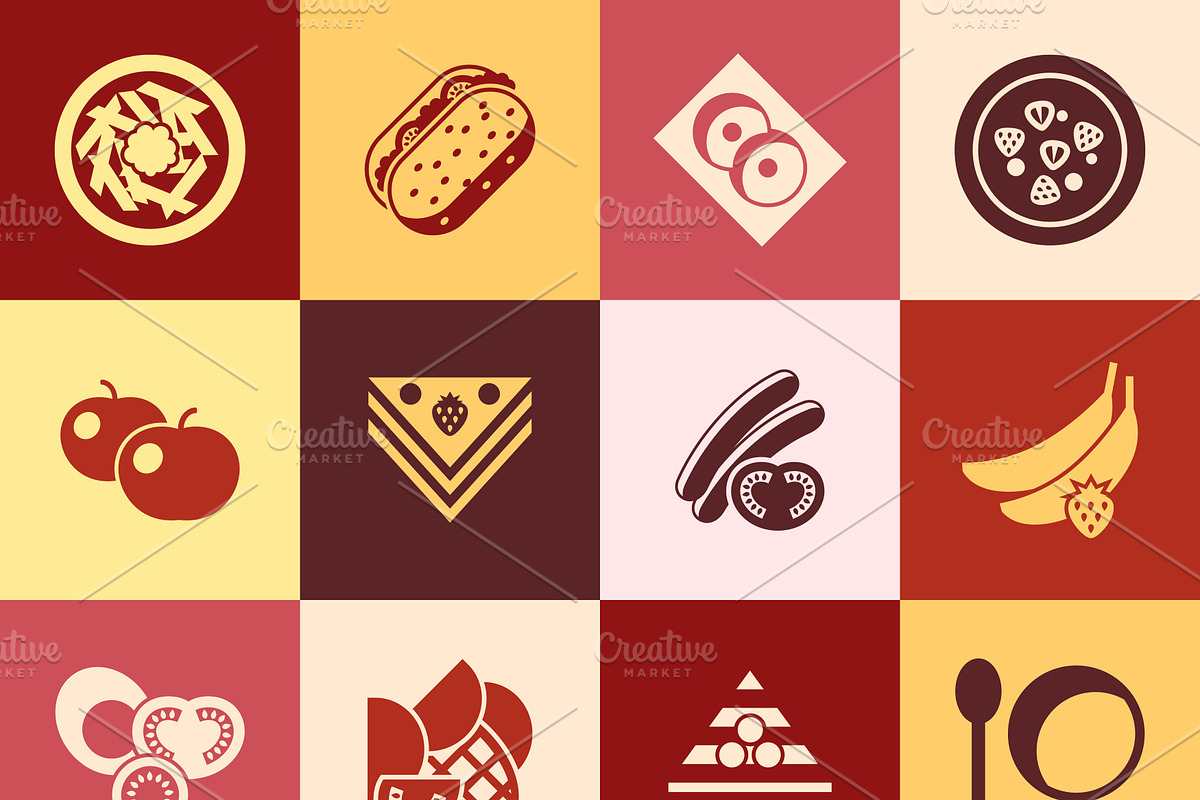 Vector bundle of 16 breakfast icons, an Object Graphic by frimufilms ...