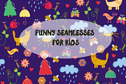 Funny seamless patterns for kids, a Pattern Graphic by Tasia12