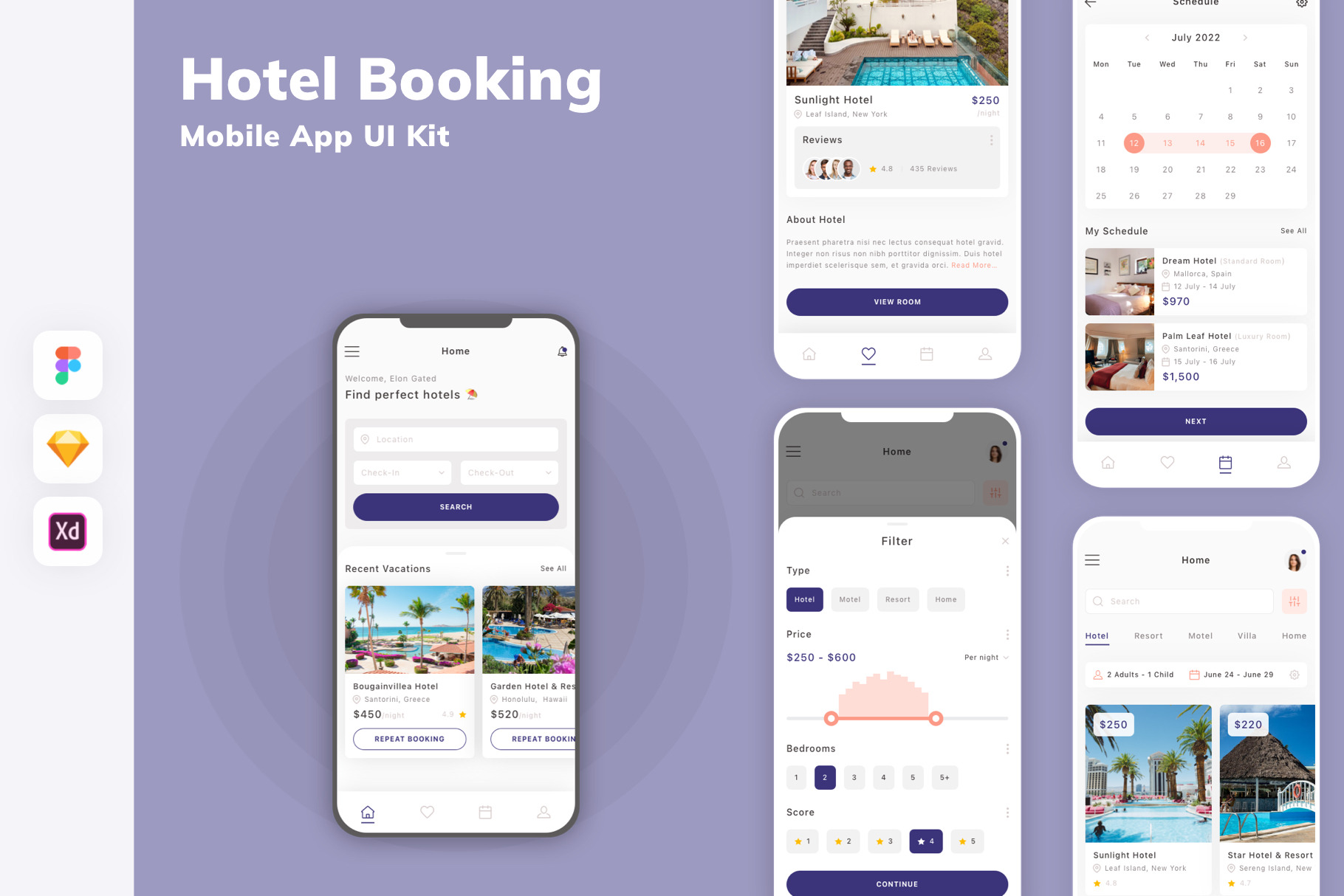Hotel Booking Mobile App UI Kit, an UI Kit Template by uicube