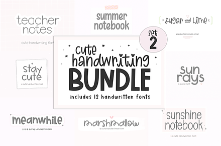 Cute Font Bundle | 30 Fonts, a Handwriting Font by KA Designs
