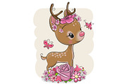 Deer with flowers, an Animal Illustration by Regina Art (Reginast777)