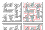 Two different mazes with solutions | Graphic Objects ~ Creative Market