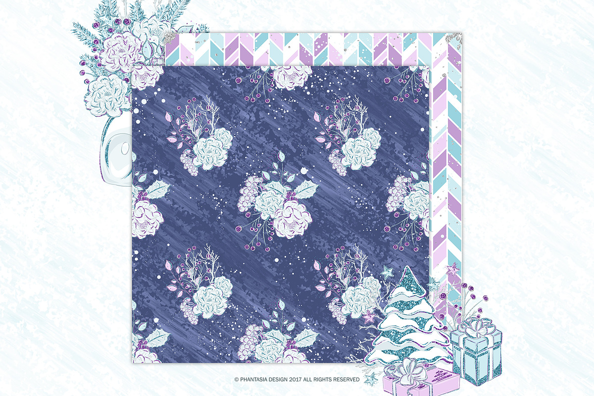 Frozen Winter Digital Paper Pack, a Pattern Graphic by Phantasia Design