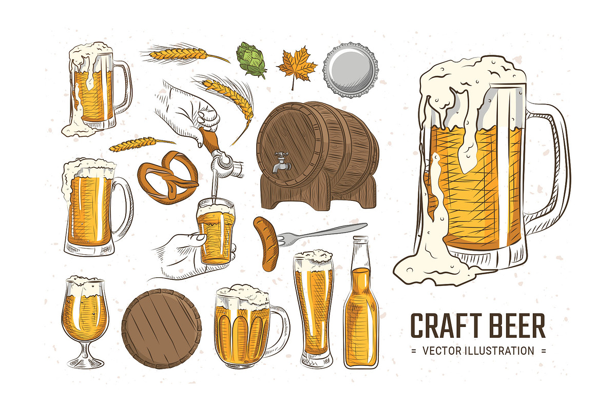 Beer Illustrations Set, a Food Illustration by DesignerCandies