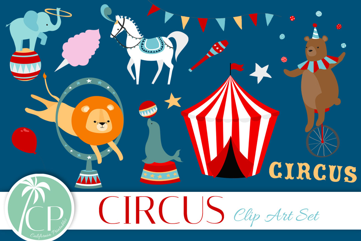 Circus Clip Art Set, an Animal Illustration by Nagore Rodriguez Design
