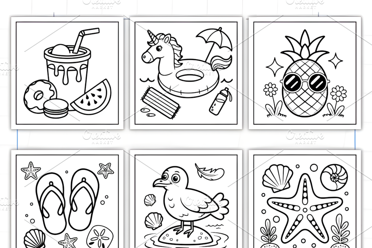 Cute Summer Coloring Book, a Seasonal Illustration by Ink Gallery