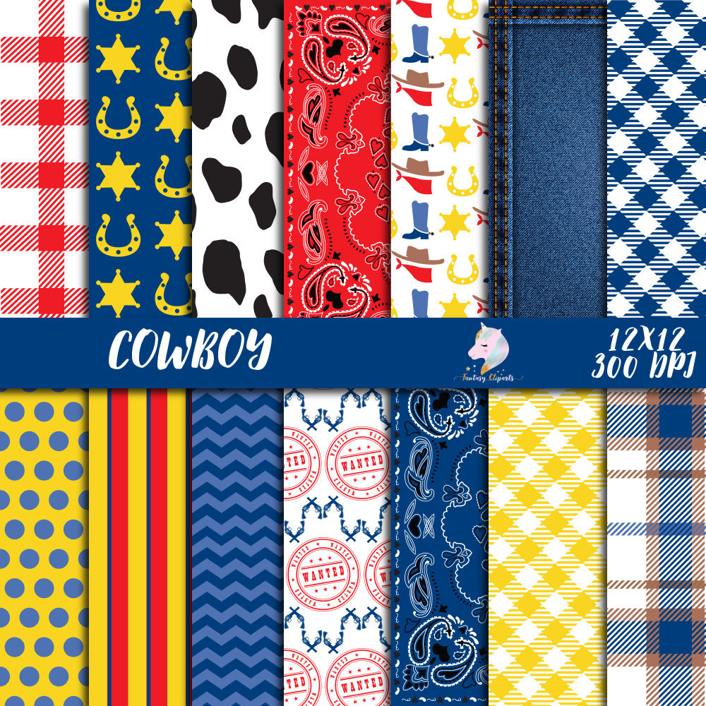 Cowboy Digital Paper, a Texture Graphic by Fantasy Cliparts | Creative ...