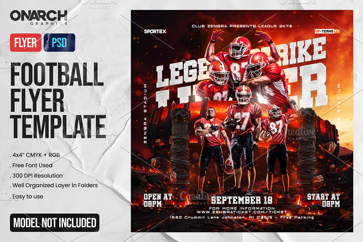 5 Football Flyer Templates, a Flyer Template by Onarch Graphic