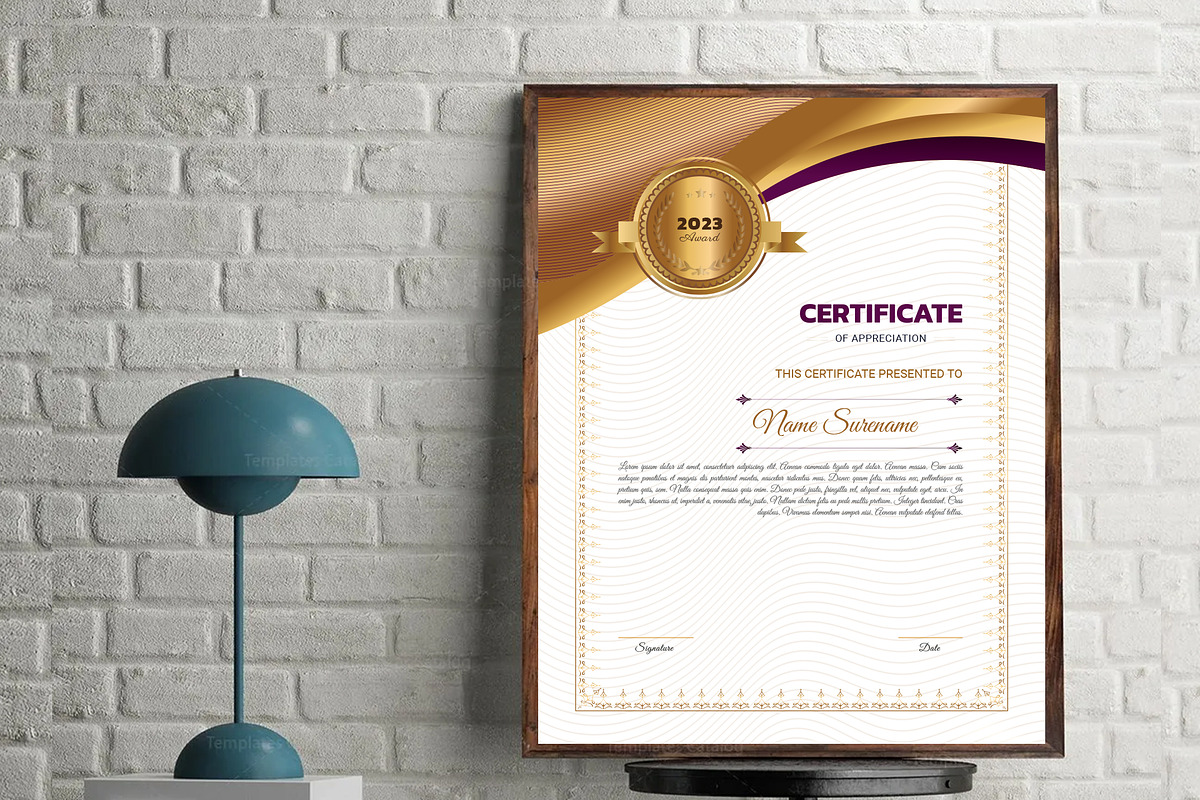 Luxury Design Certificate Template, a Stationery Template by MRI STUDIO ...