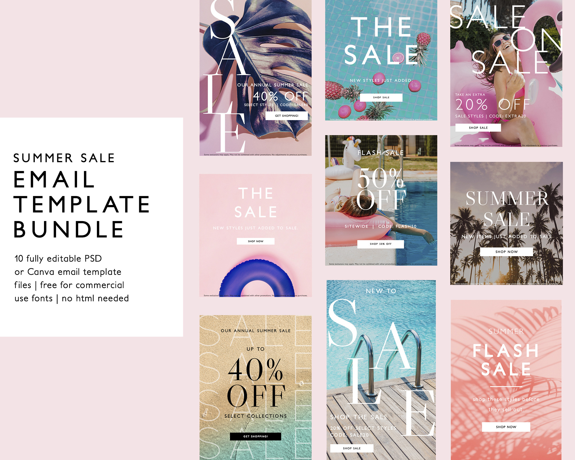 Summer Sale Email Bundle PSD Canva, an Email Template by ...