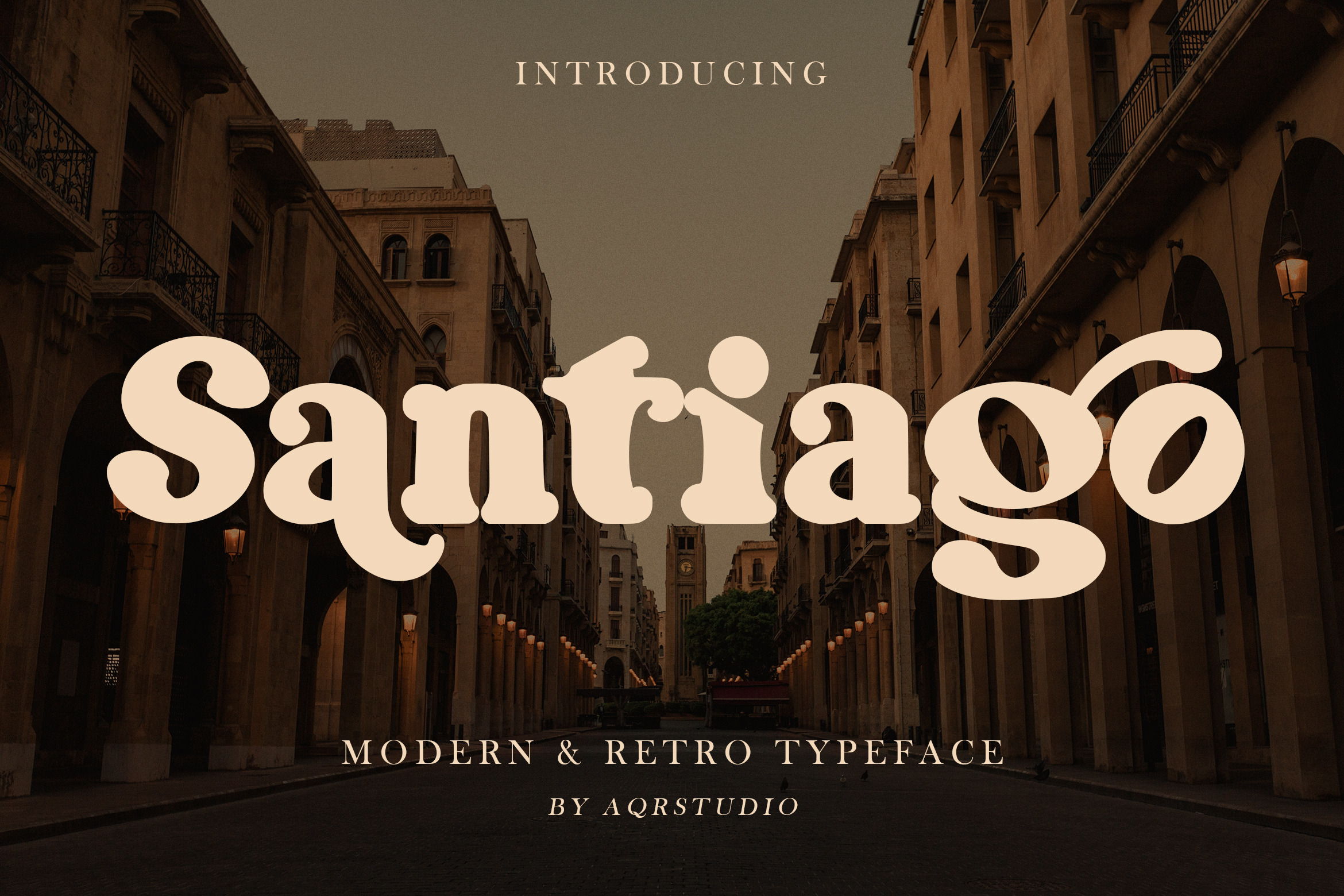 Santiago - Retro Typeface Font, a Serif Font by AQR Studio