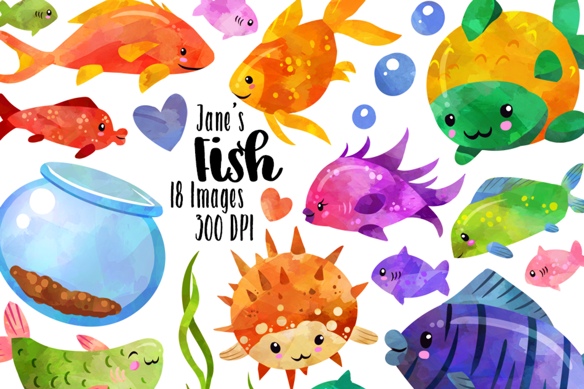 Watercolor Tropical Fish clipart, an Illustration by DigitalArtsi