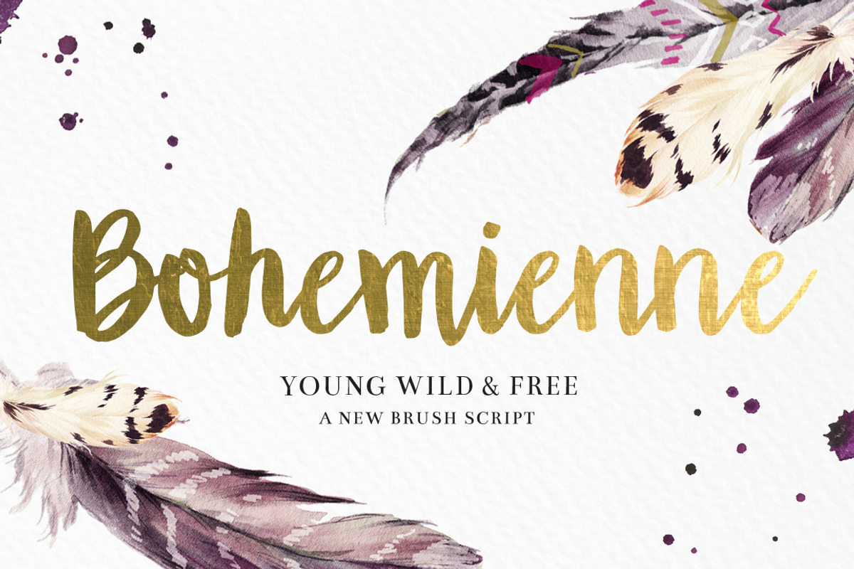 Bohemienne Brush Script, a Script Font by Shelly Laslo Illustration