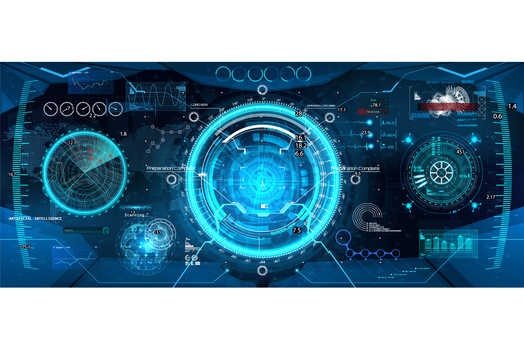 Head-Up Interface set for GUI/UI/UX, a Healthcare Illustration by ...