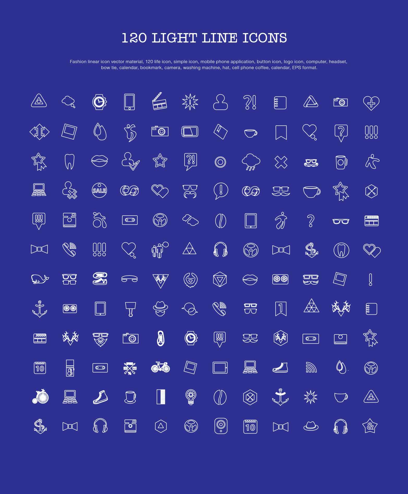 120 light line icons, an Icon by iconnice