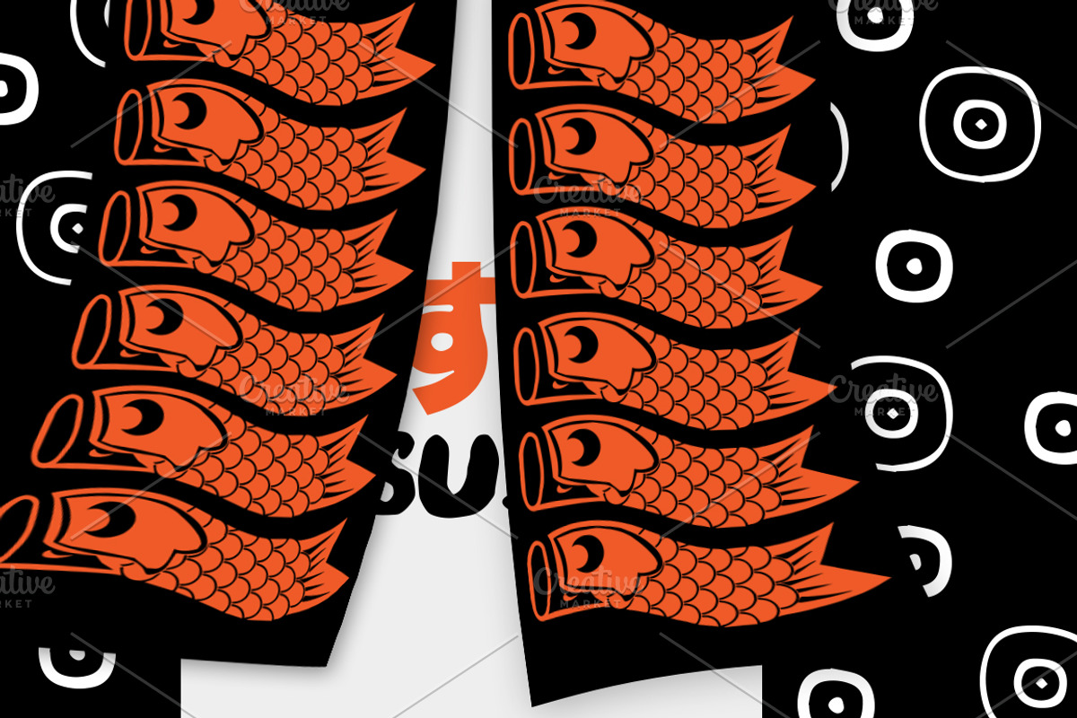 Papercut Style Sushi Elements, a Food Illustration by Astro Circo