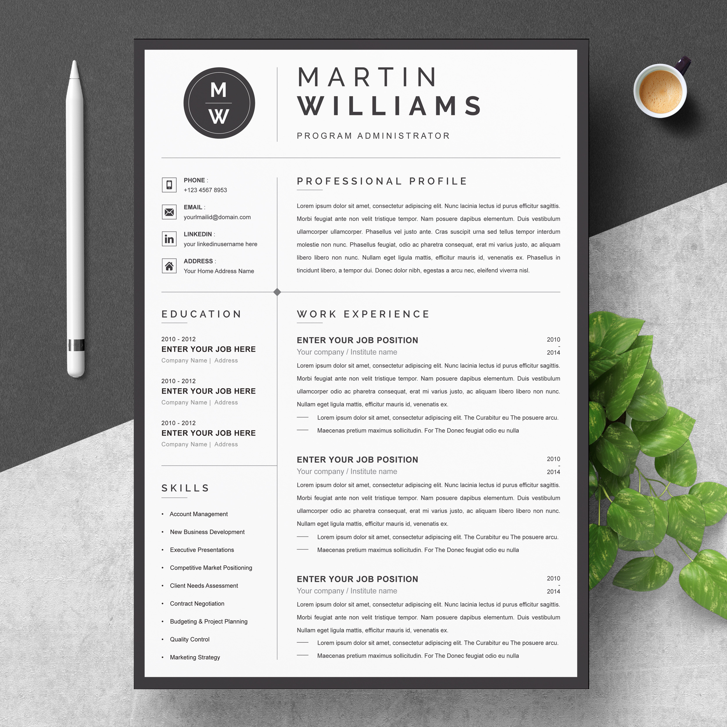Professional Resume Instant Download