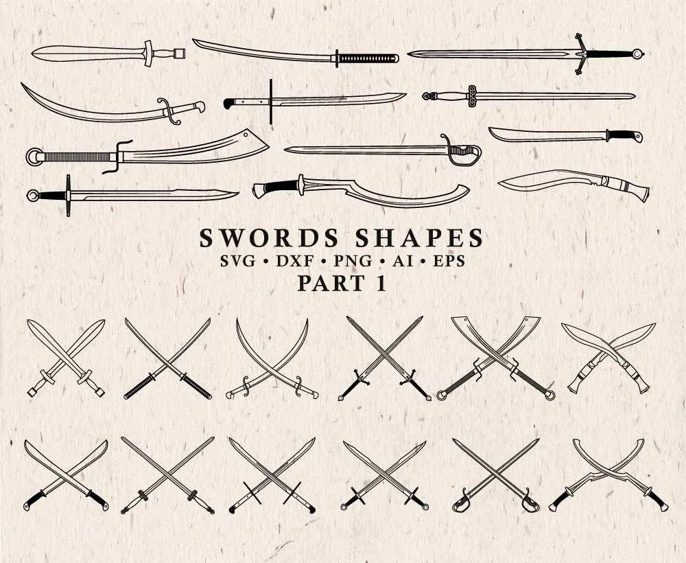 Sword Shapes & Crossed Swords Vector | Illustrations ~ Creative Market