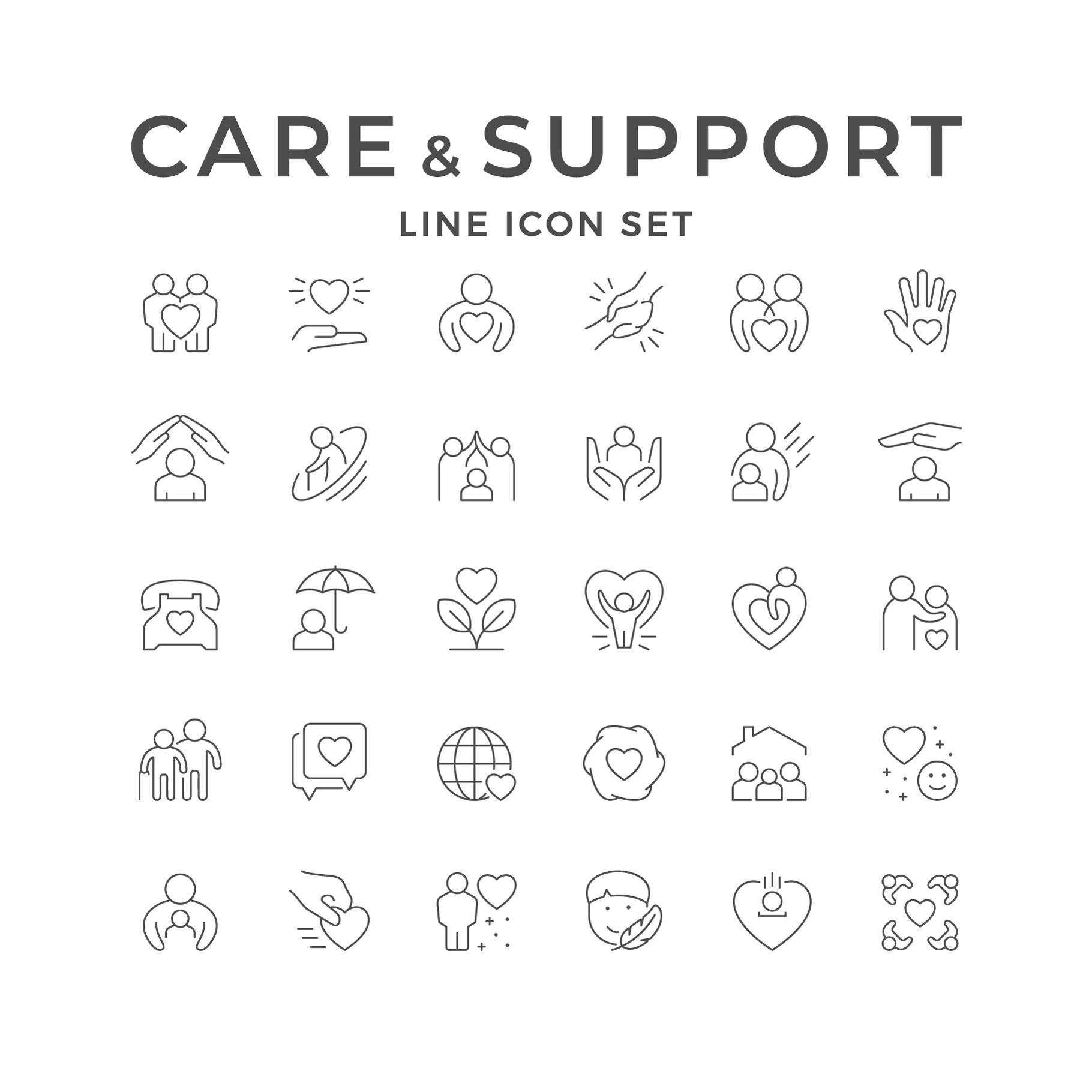 Set line icons of care and support | Outline Icons ~ Creative Market