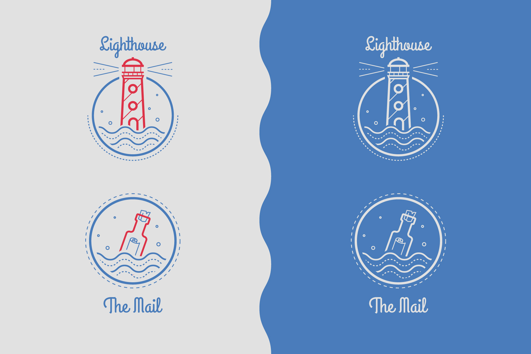vector set of logos with lighthouse, a Branding & Logo Template by fet