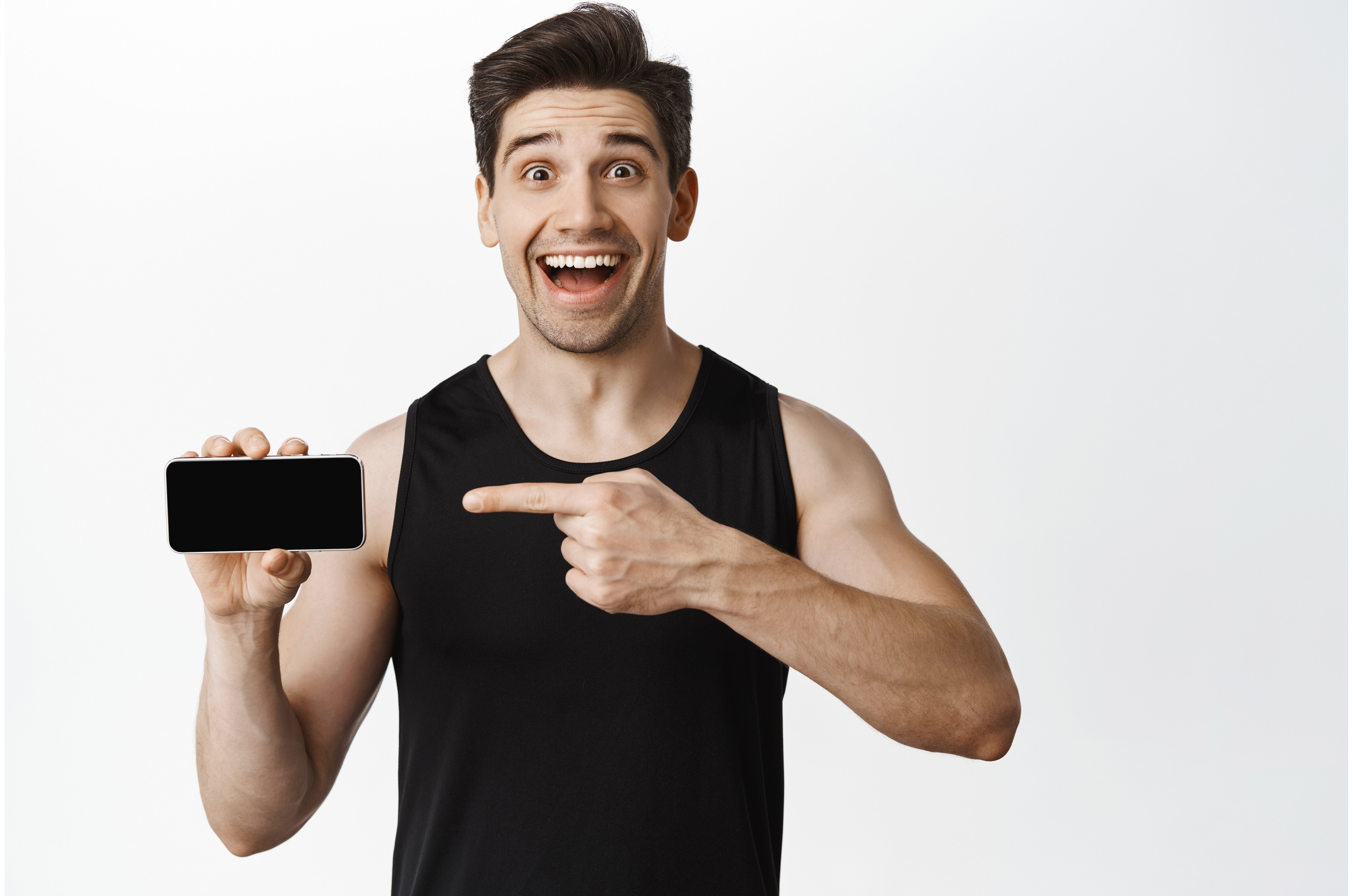 Happy sportsman pointing at, a Sports & Recreation Photo by Cookie Studio