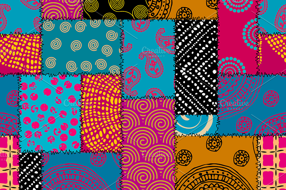 Textile patchwork patterns collection