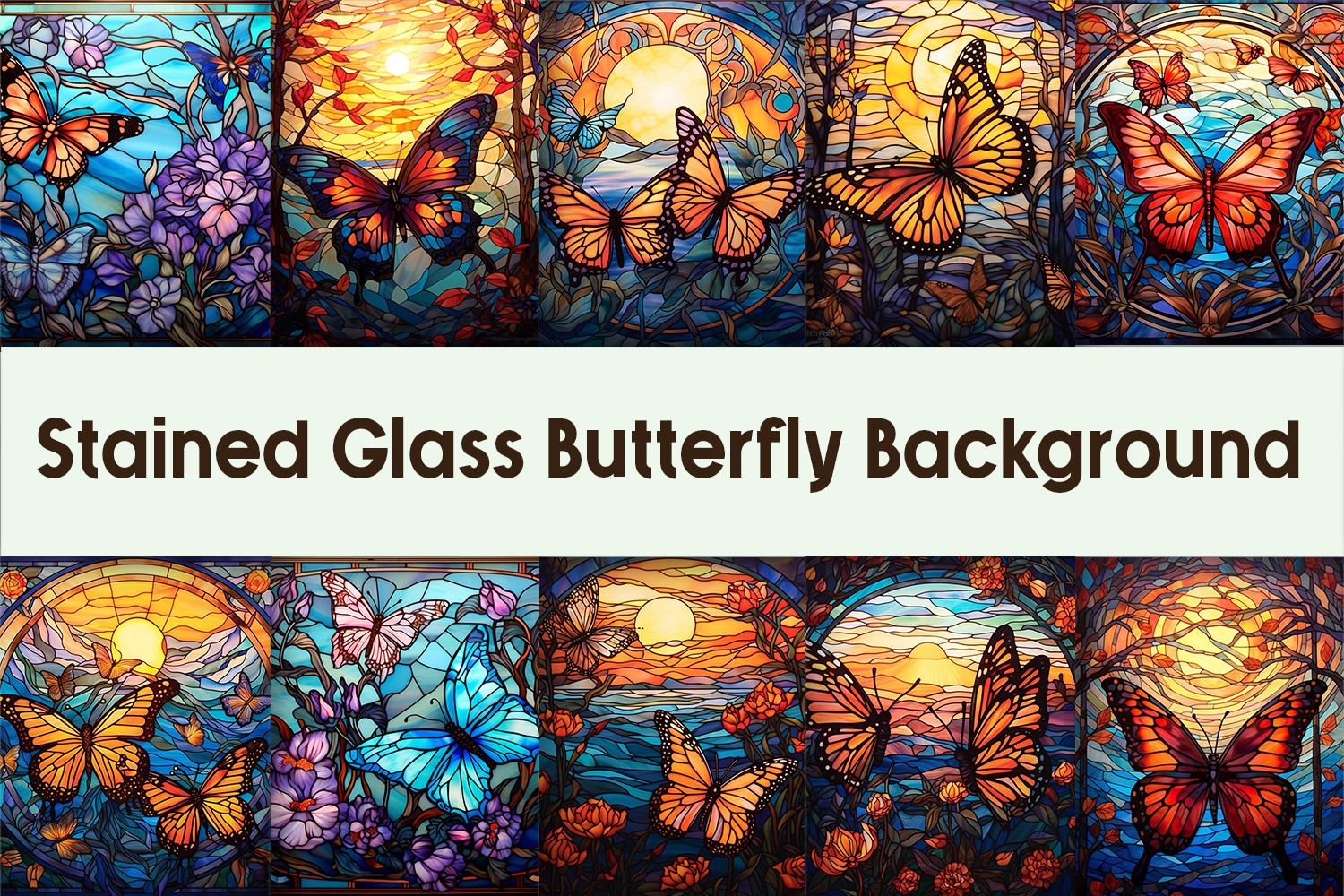 Stained Glass Butterfly Background, a Background Graphic by AdriOP