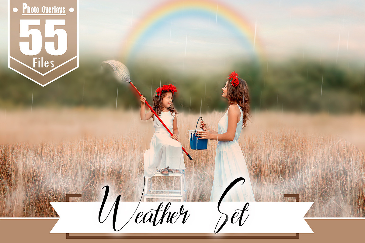 Weather rain sun fog snow overlay, a Layer Style Add-On by OverlayBox