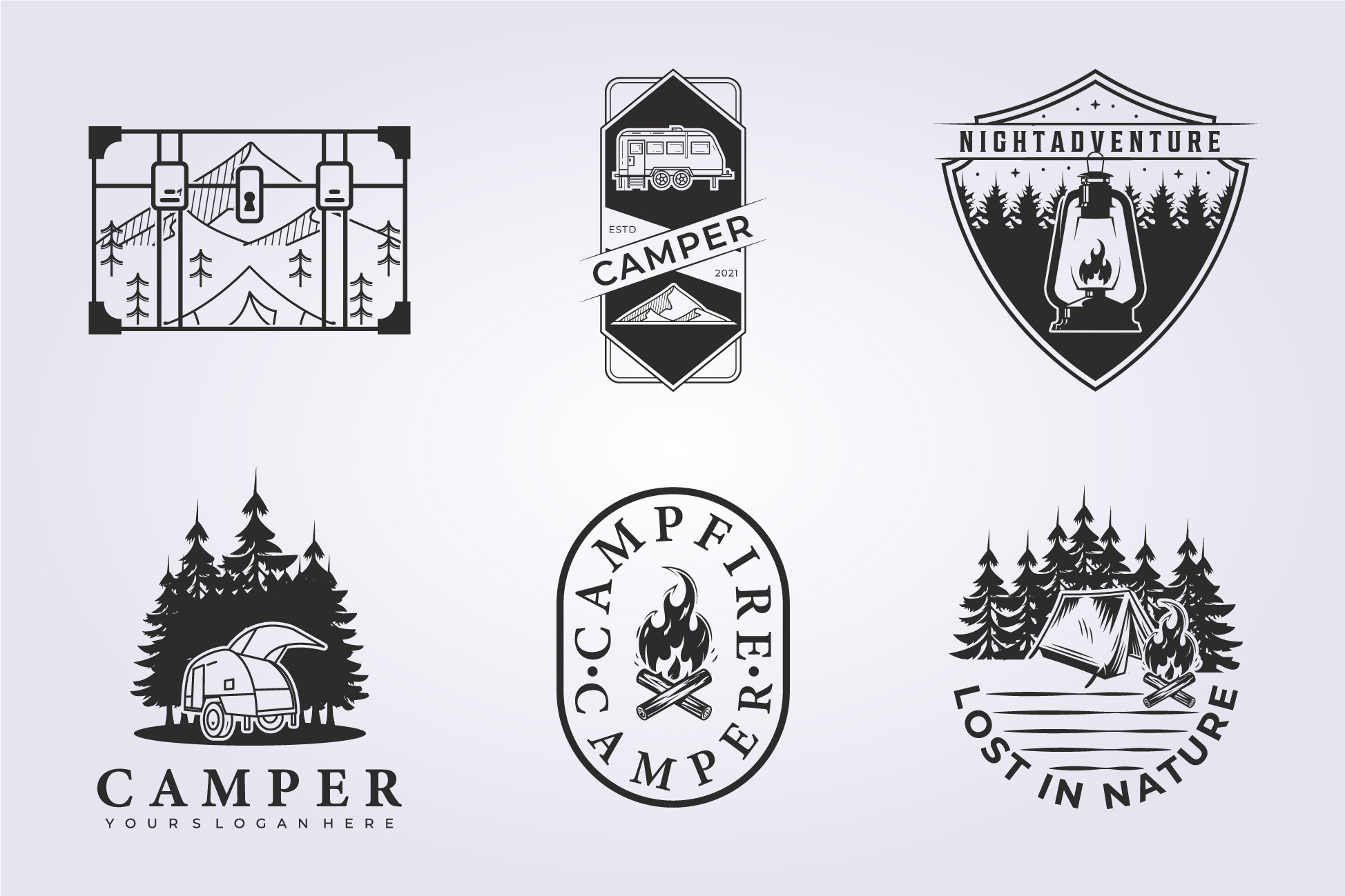 bundle camper van badges logo, a Branding & Logo Template by Lodzrov
