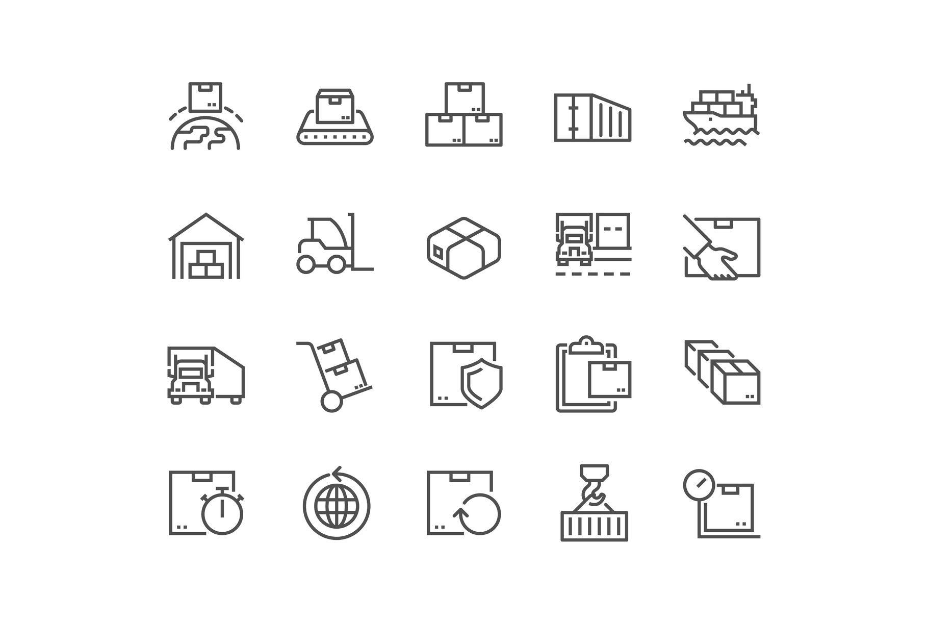 Line Package Delivery Icons, a Transportation Illustration by Davooda