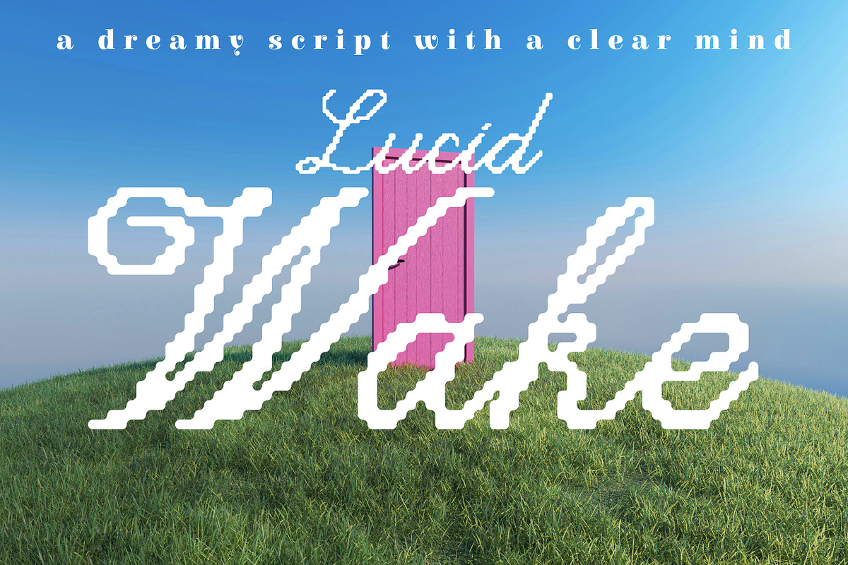 Lucid Wake Pixel Calligraphic Script, a Script Font by Struvictory.art