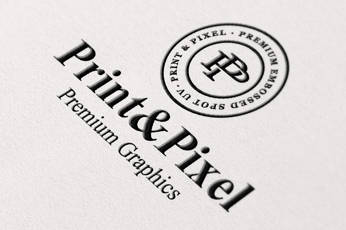 Emboss Spot UV logo mock, a Product Mockup by PrintPixel | Creative Market