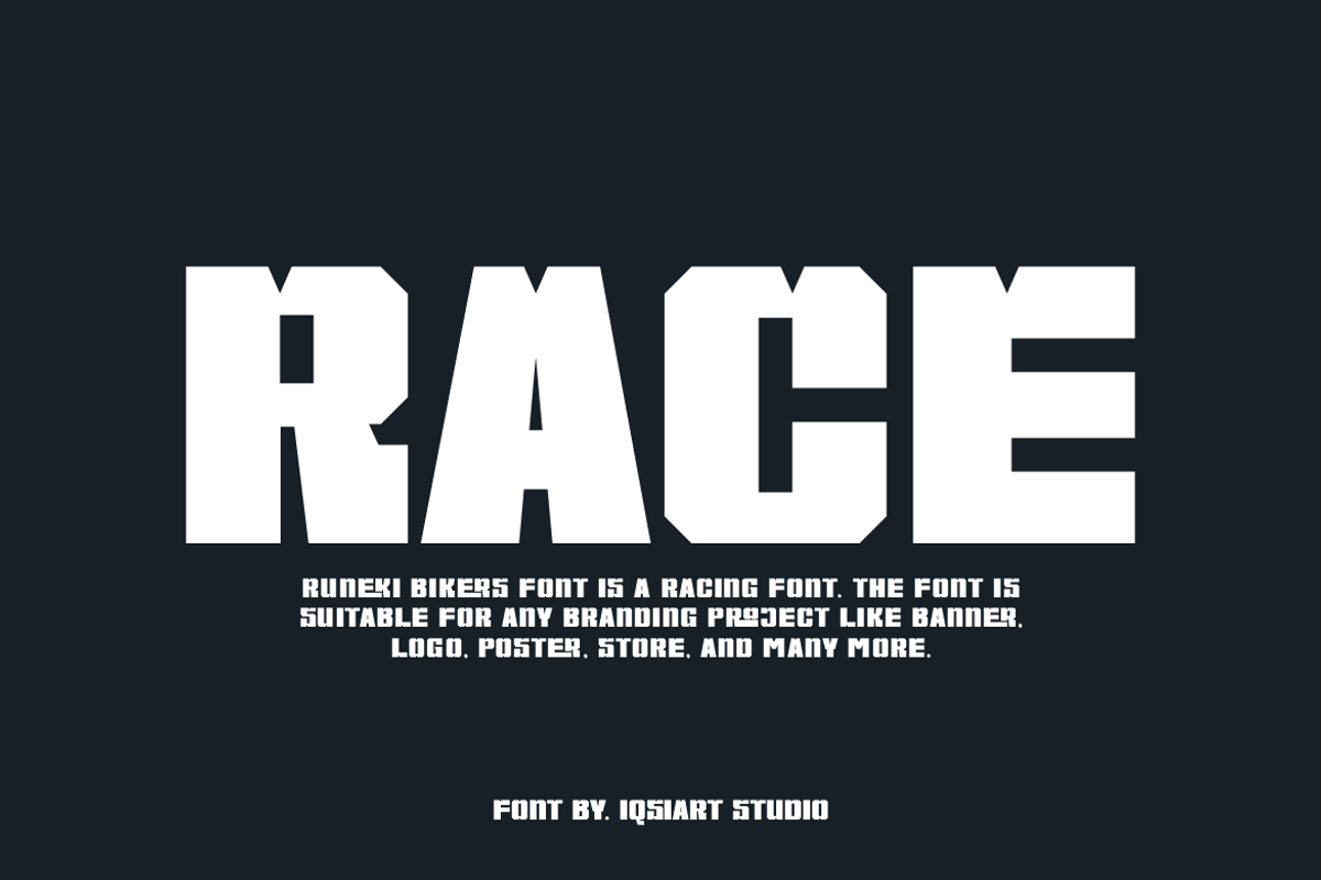Runeki Bikers - Racing Car Font, a Sans Serif Font by Iqsiart Studio