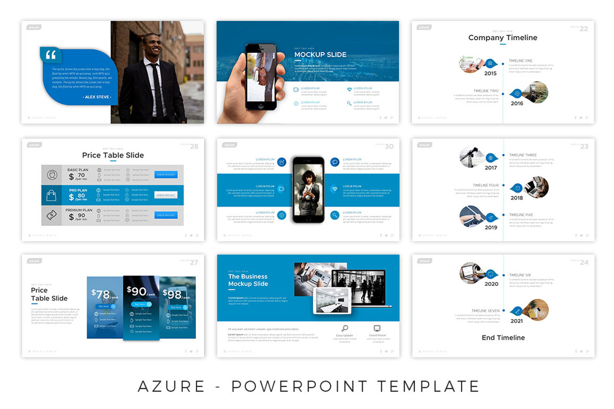 Azure Powerpoint Template, a Presentation Template by RRGraph