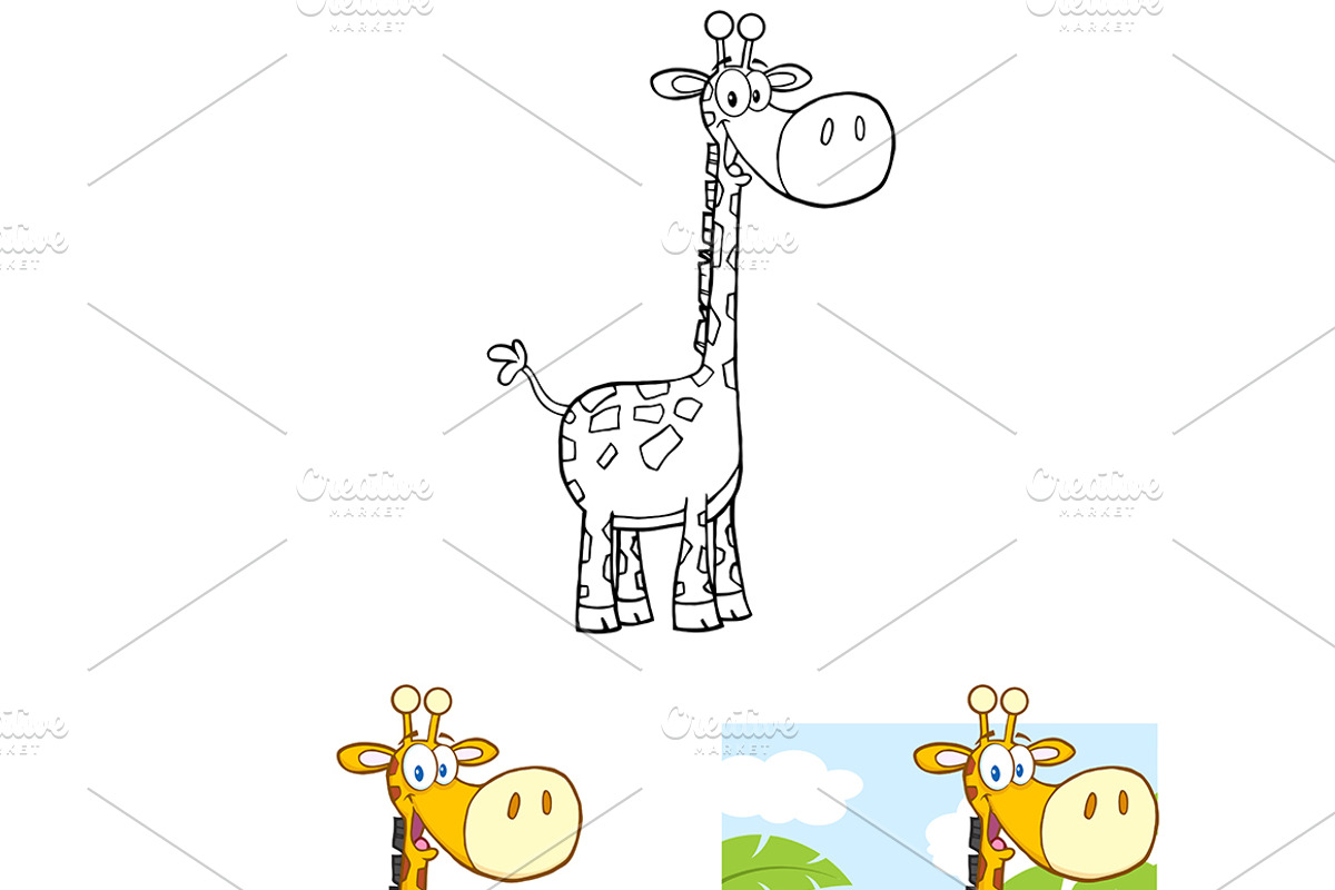 Happy Giraffe Collection Set, an Animal Illustration by HitToon