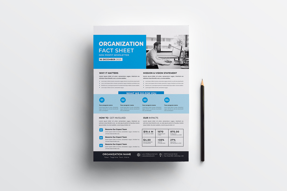 Nonprofit Organization Fact Sheet, a Brochure Template by obayes