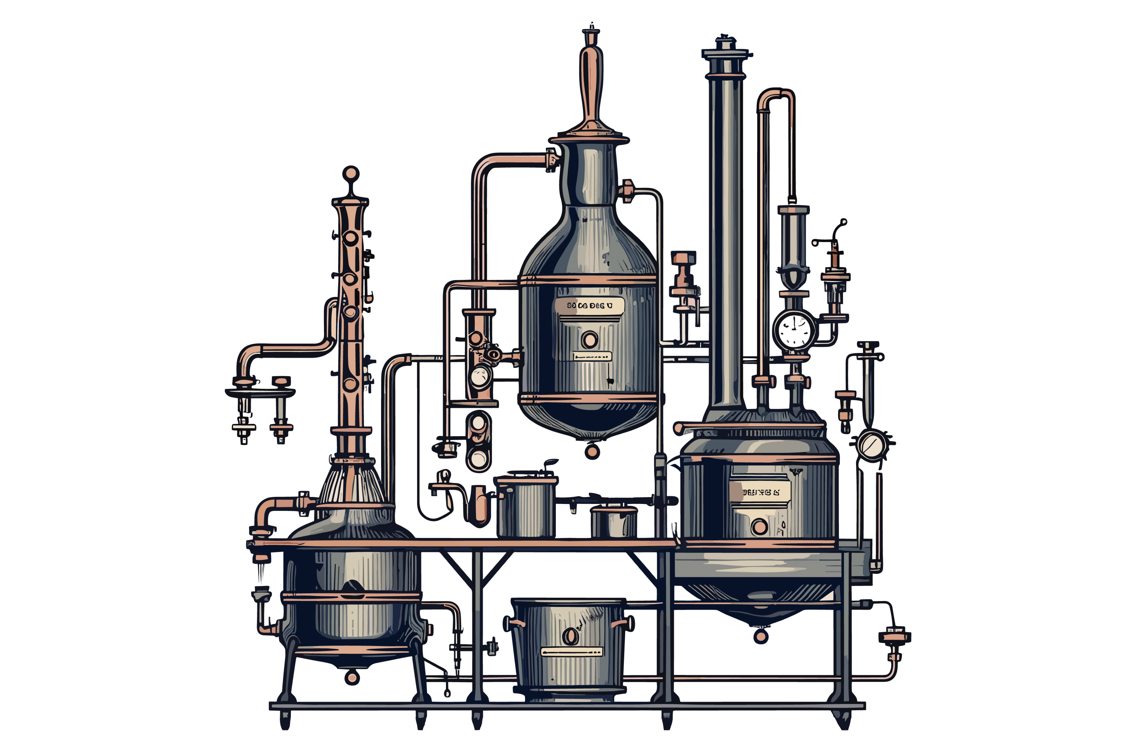 Retro distiller scheme engraving, a Graphic by LadadikArt